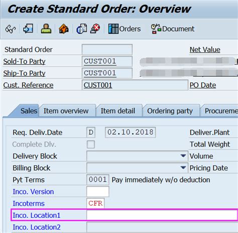 2687506 field inco location 1 is blank in sales order though it