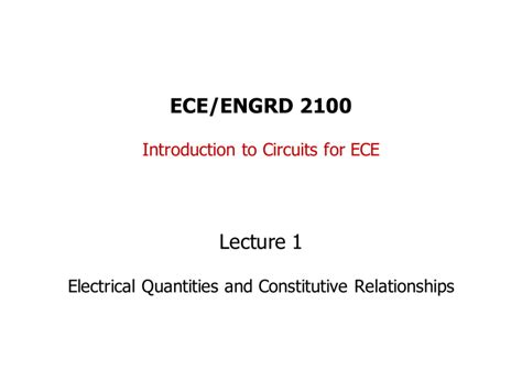 ECE Circuits Electrical Quantities Relationships