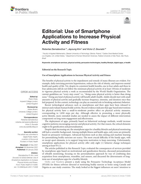 Pdf Editorial Use Of Smartphone Applications To Increase Physical Activity And Fitness