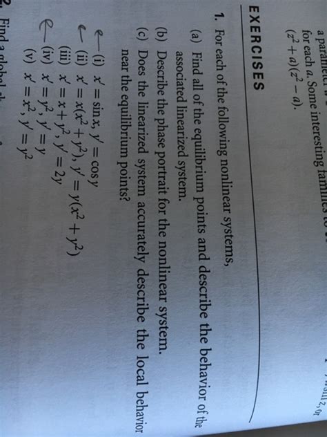 Solved For Each Of The Following Nonlinear Systems Find All Chegg