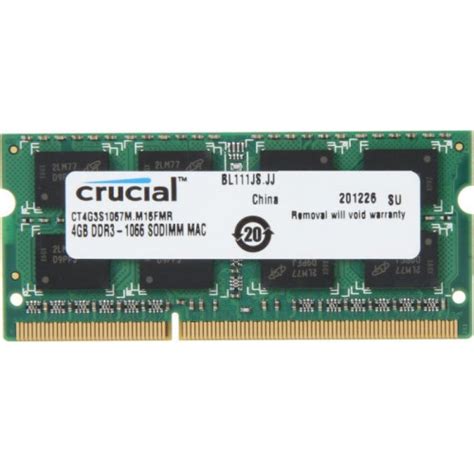 SODIMM Crucial 4 GB DDR3 1066 MHz (CT4G3S1067M.M16FMR)