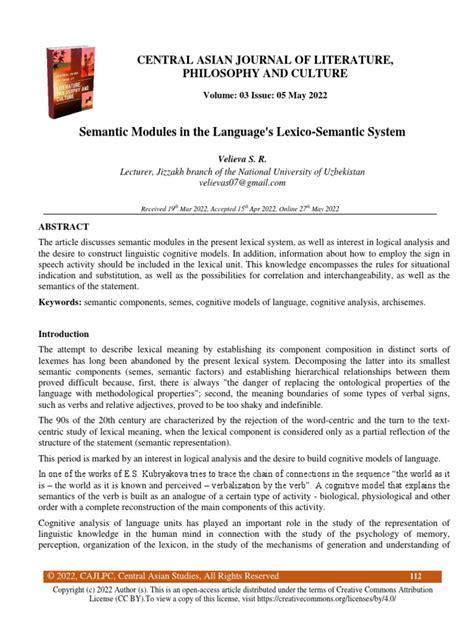 Semantic Modules In The Languages Lexico Semantic System Pdf