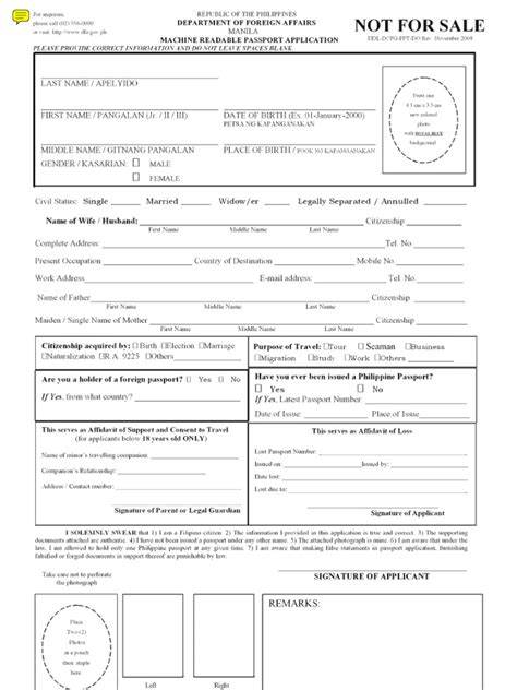 Fillable Philippine Passport Application Form Printable Forms Free Online