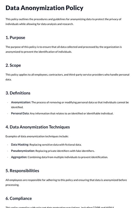 Data Anonymization Policy Template Template Collaborative Docs For Teams
