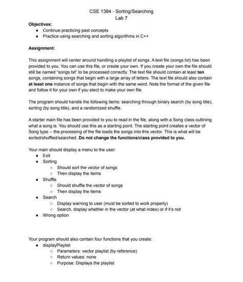 Solved Cse 1384 Sortingsearching Lab 7 Objectives
