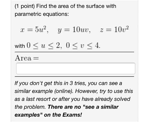 Solved Find The Area Of The Surface With Parametric