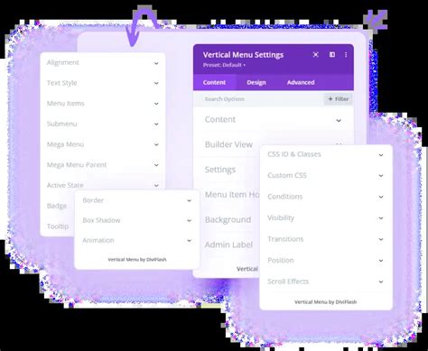 Divi Vertical Menu Module Diviflash