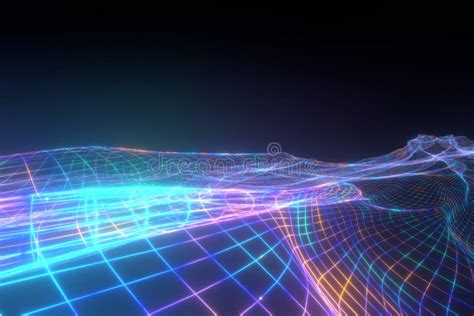 3d Rendering Abstract Wave Digital Cyber Surface Technology Background Futuristic Sci Fi