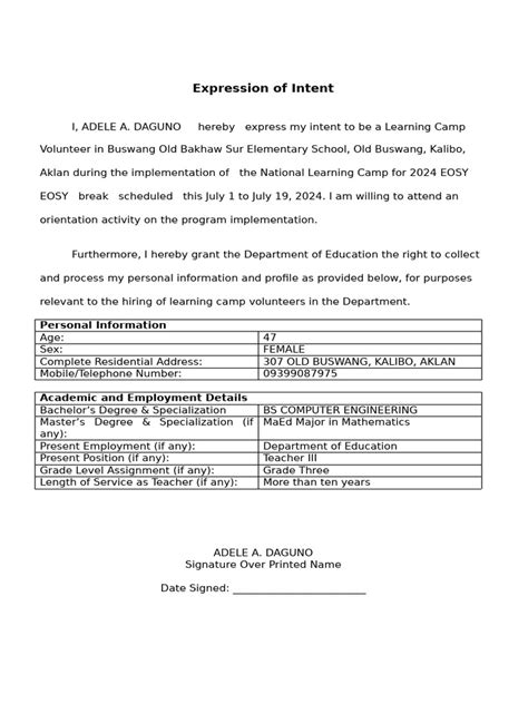 nlc expression of intent for merge pdf