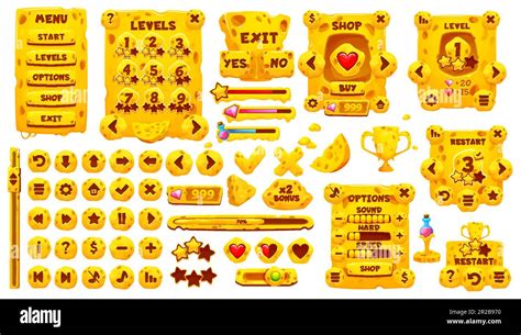 game app interface gui asset and buttons maasdam and gauda cheese