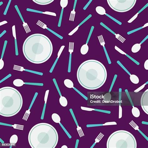 바이올렛 원활한 패턴 배경 위에 Kitcheware입니다 벡터 일러스트 레이 션 가정 주방에 대한 스톡 벡터 아트 및 기타 이미지 가정 주방 가정의 방 그릇 Istock