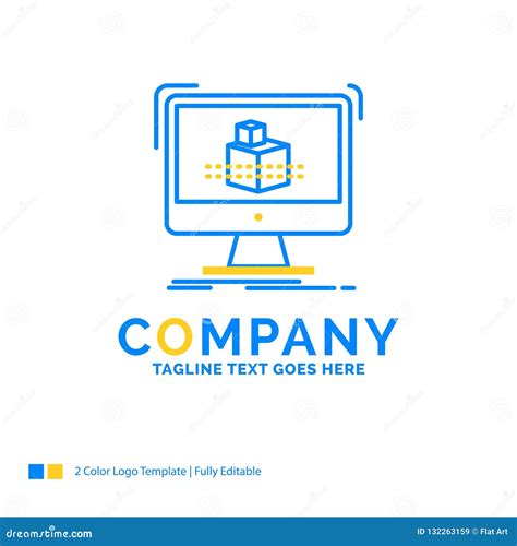 3d Cube Dimensional Modelling Sketch Blue Yellow Business Lo Stock