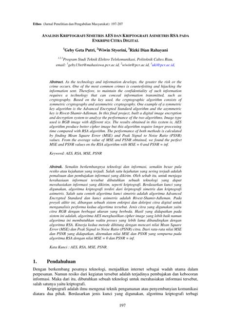 pdf analisis kriptografi simetris aes dan kriptografi asimetris rsa