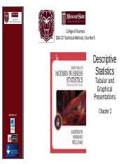 Descriptive Statistics: Tabular and Graphical Presentations for | Course Hero