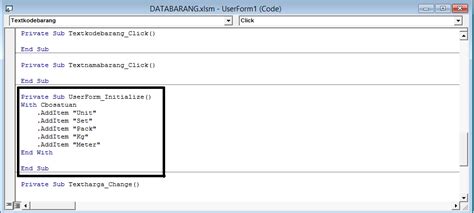 Aplikasi Komputer Membuat Form Isian Data Entri Data Barang Vba Excel