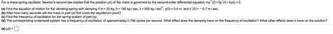 Solved For A Mass Spring Oscillator Newtons Second Law