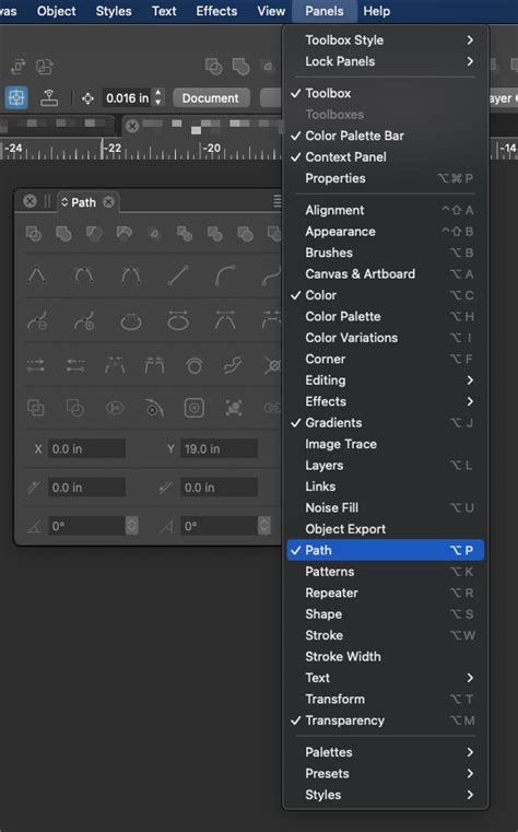 Vector Style 11100 Regression Bug Path Panel Removed From Menu Vectorstyler
