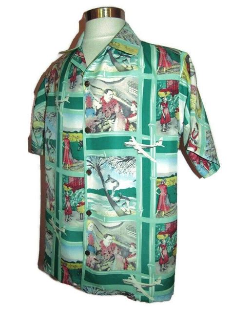 Handmade Rayon Aloha Shirt Retro 1940s Japanese Style Hawaiian Rayon