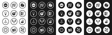 Set Pie Chart Infographic Financial Growth Light Bulb Project Team