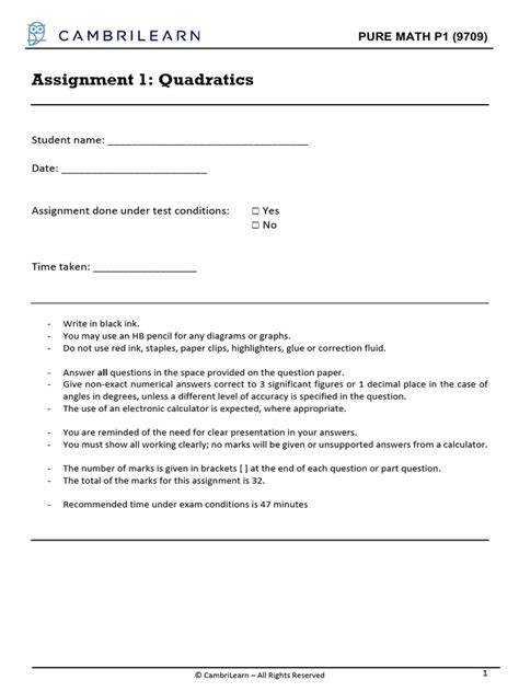 as p1 2020 assignment 1 pdf equations quadratic equation