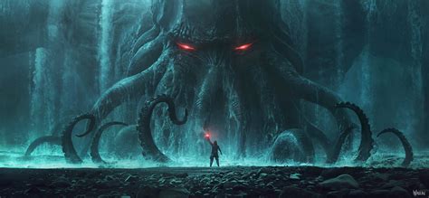 Papel De Parede Hd Para Desktop Fantasia Praia Criatura Cthulhu
