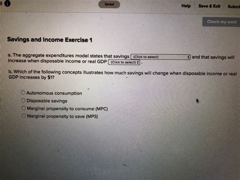 solved help saveand exit subm check my work savings and income