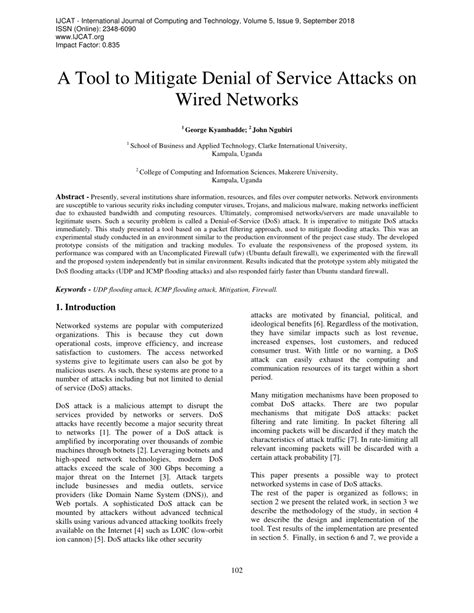 Pdf A Tool To Mitigate Denial Of Service Attacks On Wired Networks