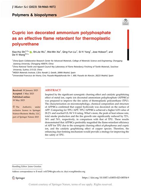 Cupric Ion Decorated Ammonium Polyphosphate As An Effective Flame Retardant For Thermoplastic