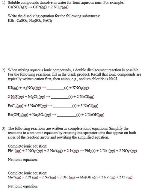 Solved 1 Soluble Compounds Dissolve In Water For Form
