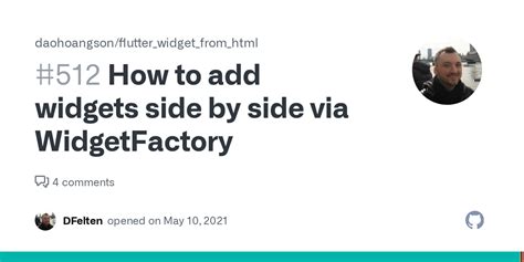 How To Add Widgets Side By Side Via Widgetfactory Issue Daohoangson Flutter Widget From