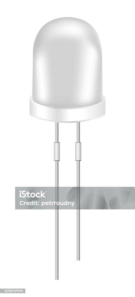 벡터 사실적인 3d 백색 발광 다이오드 작은 Led 전구는 흰색 배경에 격리되어 있습니다 반도체 다이오드 전기 부품 0명에 대한