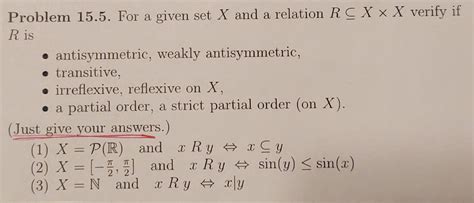 solved problem 15 5 for a given set x and a relation rcx x
