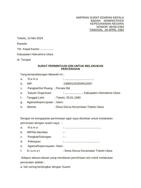 Surat Izin Perceraian Pns Tni Pdf