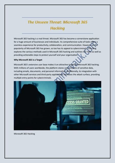The Unseen Threat Microsoft 365 Hacking Pdf