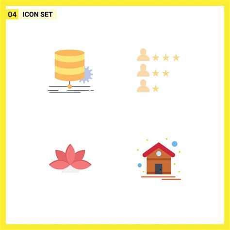 Stock Vector Icon Pack Of 4 Line Signs And Symbols For Algorithm Flower