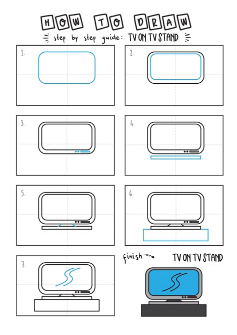 How To Draw A Large Flat Screen Tv With Stand Rainbow Printables
