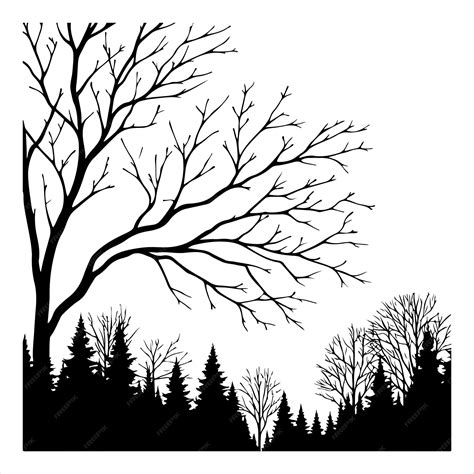 Premium Vector Minimal Naked Tree Vector Branches Silhouette Dead Tree Isolated On White