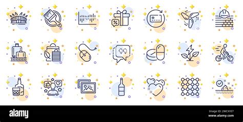 Outline Set Of Quote Bubble Arena Stadium And Eco Power Line Icons For Web App Pictogram Icon