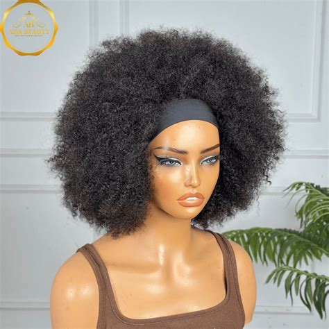 10″ Afro Kinky Curly Bob Headband Wig Glueless Ada Beauty