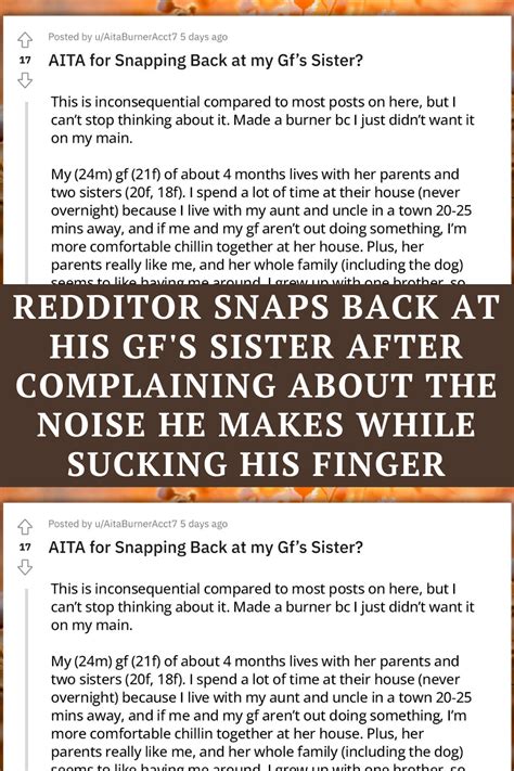 Redditor Snaps Back At His Gf S Sister After Complaining About The Noise He Makes While Sucking