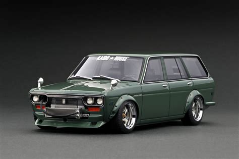 Ig3355 Datsun Bluebird 510 Wagon Green With Mr Jun Imai Ignition Model