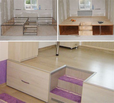 Подиум стильное решение для маленькой комнаты Декор спальни