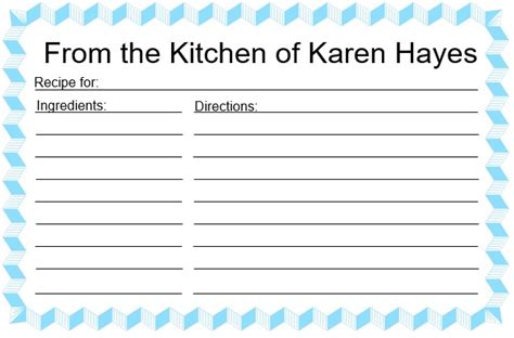 Excel Recipe Card Template