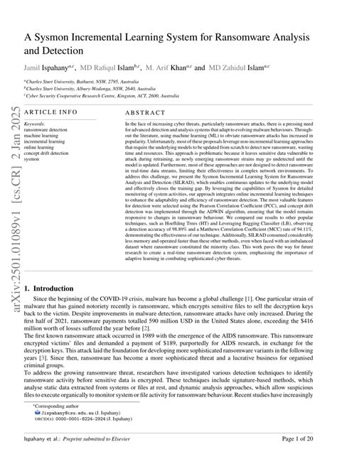 Pdf A Sysmon Incremental Learning System For Ransomware Analysis And Detection