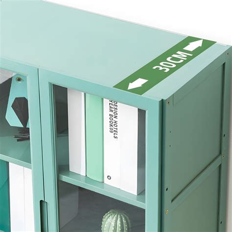 Modern Green Wood Bookcase With Hinged Doors And Shelves Included 11