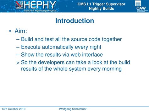 Nightly Build Script For The Level 1 Trigger Online Software Ppt Download