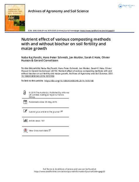 (PDF) Nutrient effect of various composting methods with and without biochar on soil fertility ...