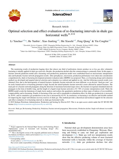Pdf Optimal Selection And Effect Evaluation Of Re Fracturing Intervals In Shale Gas Horizontal