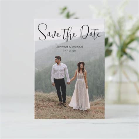 Minimalist Calligraphy Couple 2 Photos Qr Code Save The Date Zazzle