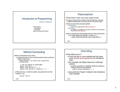Polymorphism And Overloading Lecture Slides Cis 110 Docsity